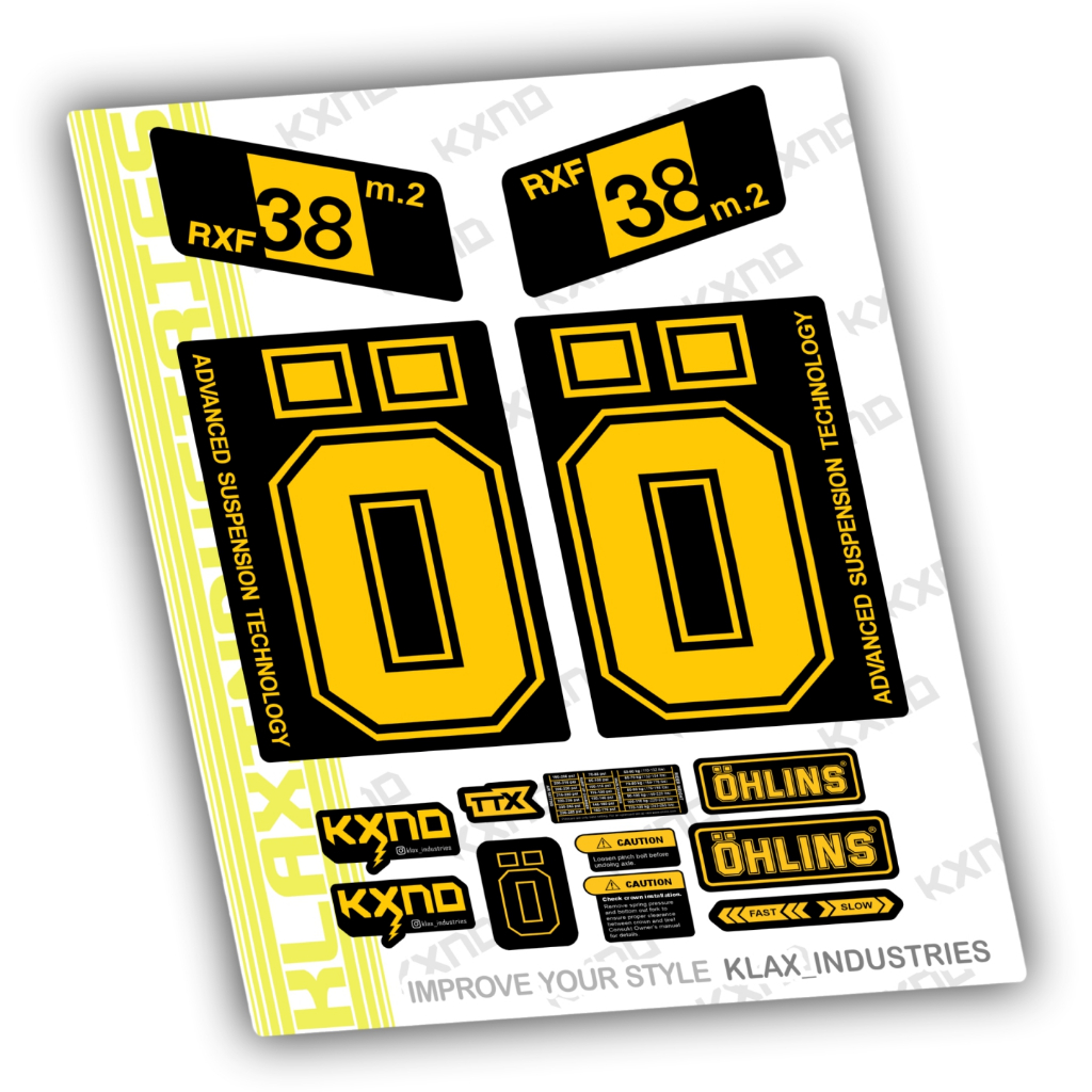 Calcomanía Tenedor Ohlins RXF38 M . 2 Klax industries Para Bicicleta ...