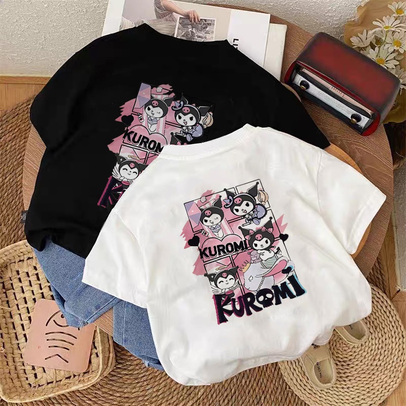 PUTIH Rdgf Camiseta Blanca Para Niños Kuromi Rosa De Dibujos Animados ...