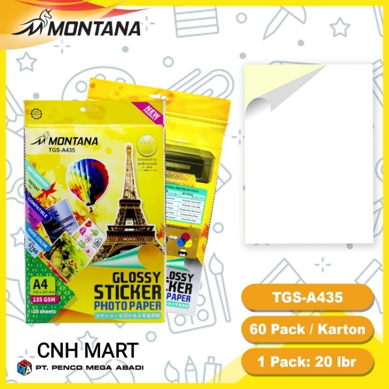 Papel Adhesivo Brillante-Fotográfico Montana TGS-A435-135 GSM Contenido ...