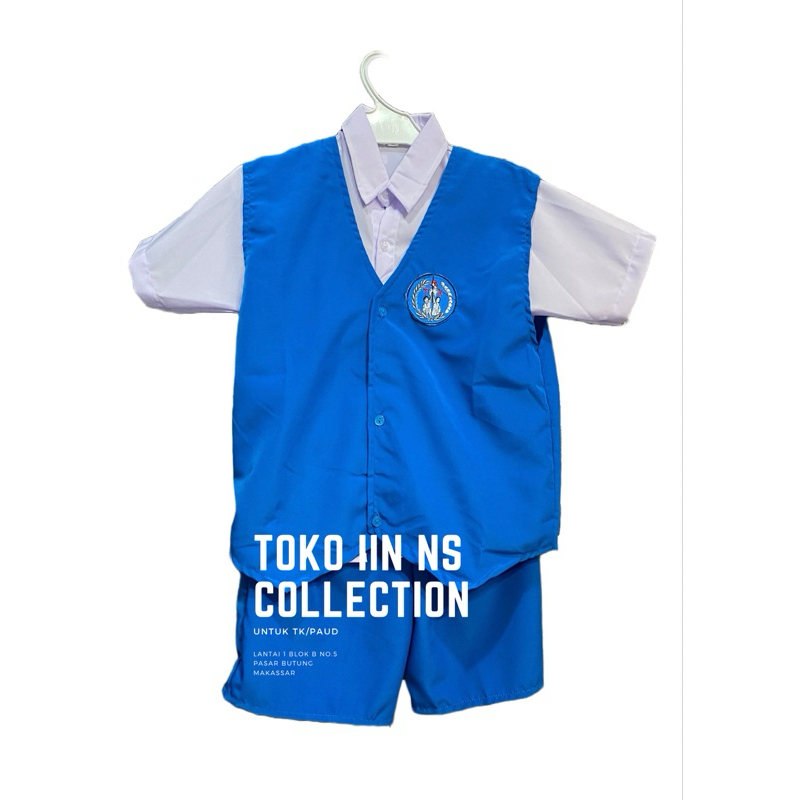 PUTIH Uniforme Escolar Chaleco Y Blero TK/Paud Azul Y Blanco | Shopee México
