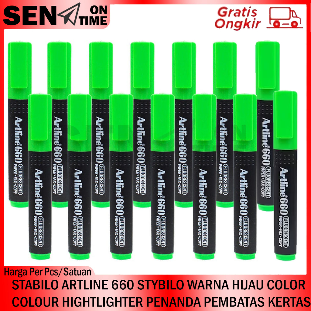 HIJAU STABILO HIGHLIGHTER ARTLINE 660 STABYLO Green IJO IJAU TEXTLINER Colorido Marcador De ...