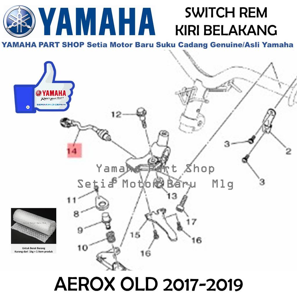 Aerox Antiguo 2017 2019 Interruptor De Freno Trasero Original Yamaha ...