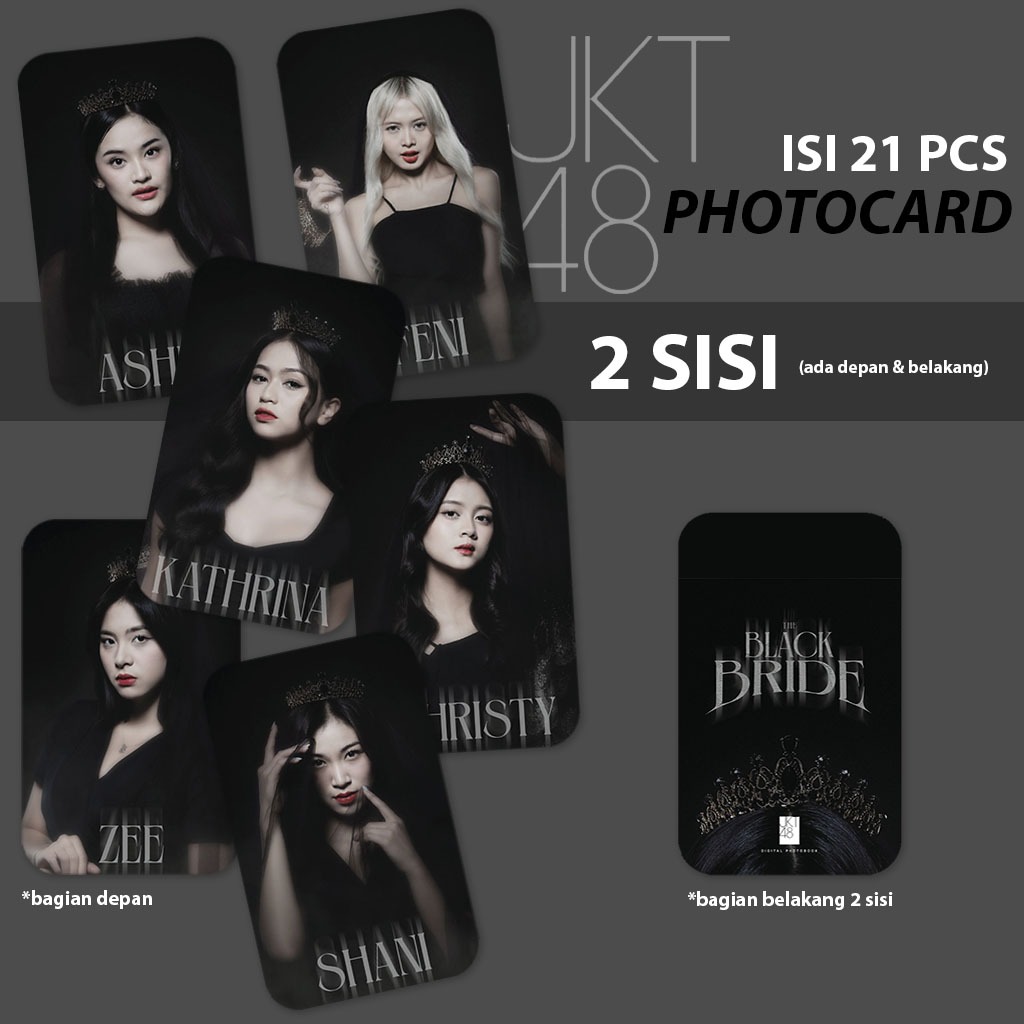 Tarjeta Fotográfica 2R 21 Piezas Negro Novia JKT48 2 Caras Papel Artístico Brillante-1 Paquete ...
