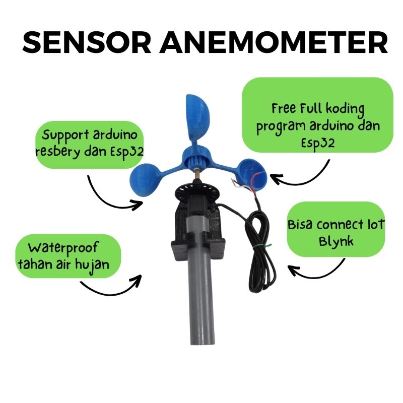 Sensor De Velocidad Del Viento Anemómetro Dirección Soporte Arduino Y ...