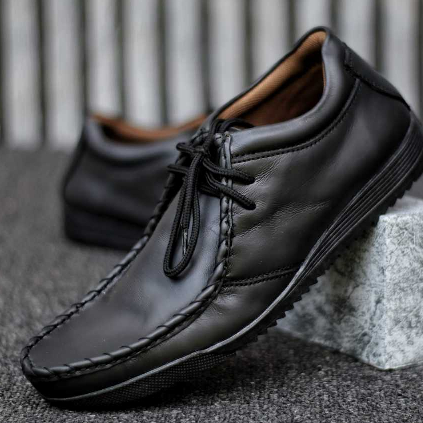 HITAM Zapatos Formales De Trabajo De Cuero Genuino Negro Para Hombre ... HITAM Zapatos Formales De Trabajo De Cuero Genuino Negro Para Hombre ...