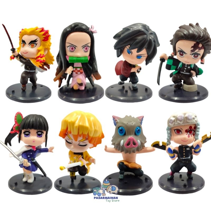 Figura Kimetsu No Yaiba Chibi Anime Demon slayer Juego De 8 Tanjiro ...