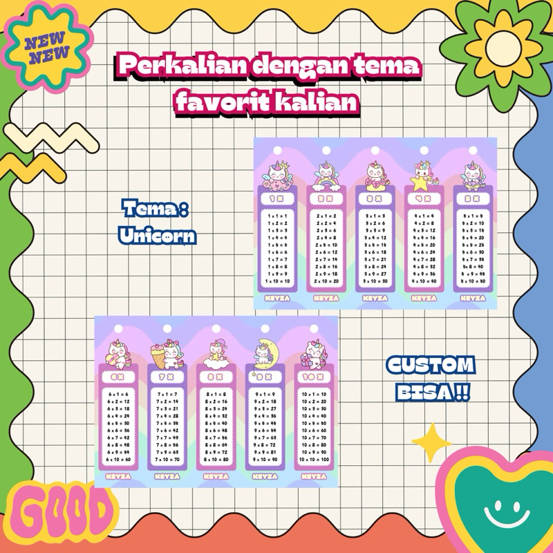 Tabla De Multiplicar De Tarjetas Flash Tema Astronauta De Unicornio ...