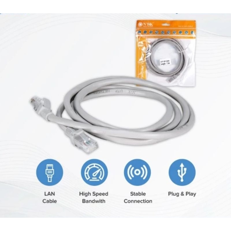 Cable Utp cat 6 NYK 5 Metros De Largo/Lan Tamaño/plug N play | Shopee ...