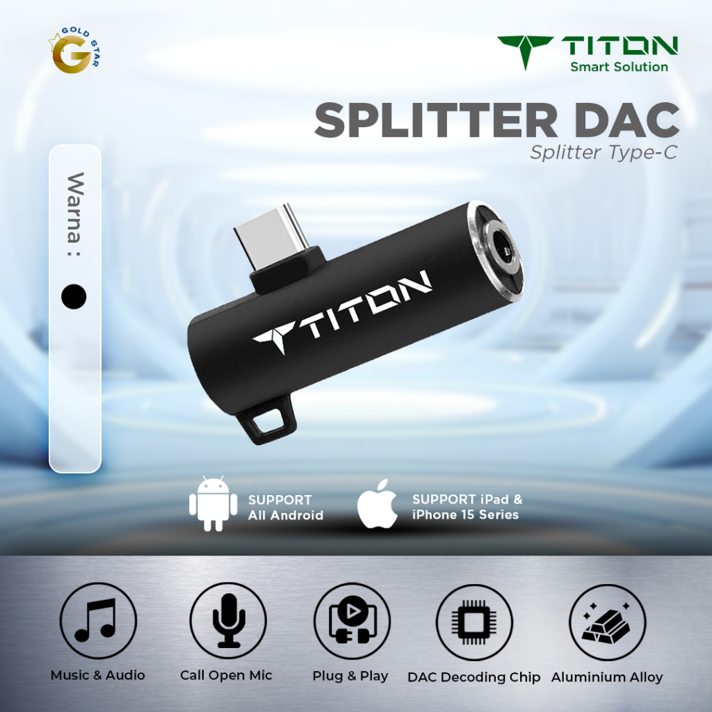 Titon Splitter Converter DAC Chip Jack 3.5mm Audio Y Tipo C-Para Todos ...