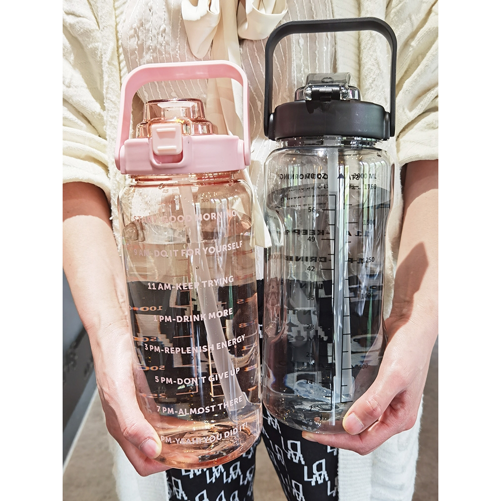 Jumbo 2 Litros Botella Para Beber Marcador De Tiempo Motivacional Tritan Quifit Mango ...