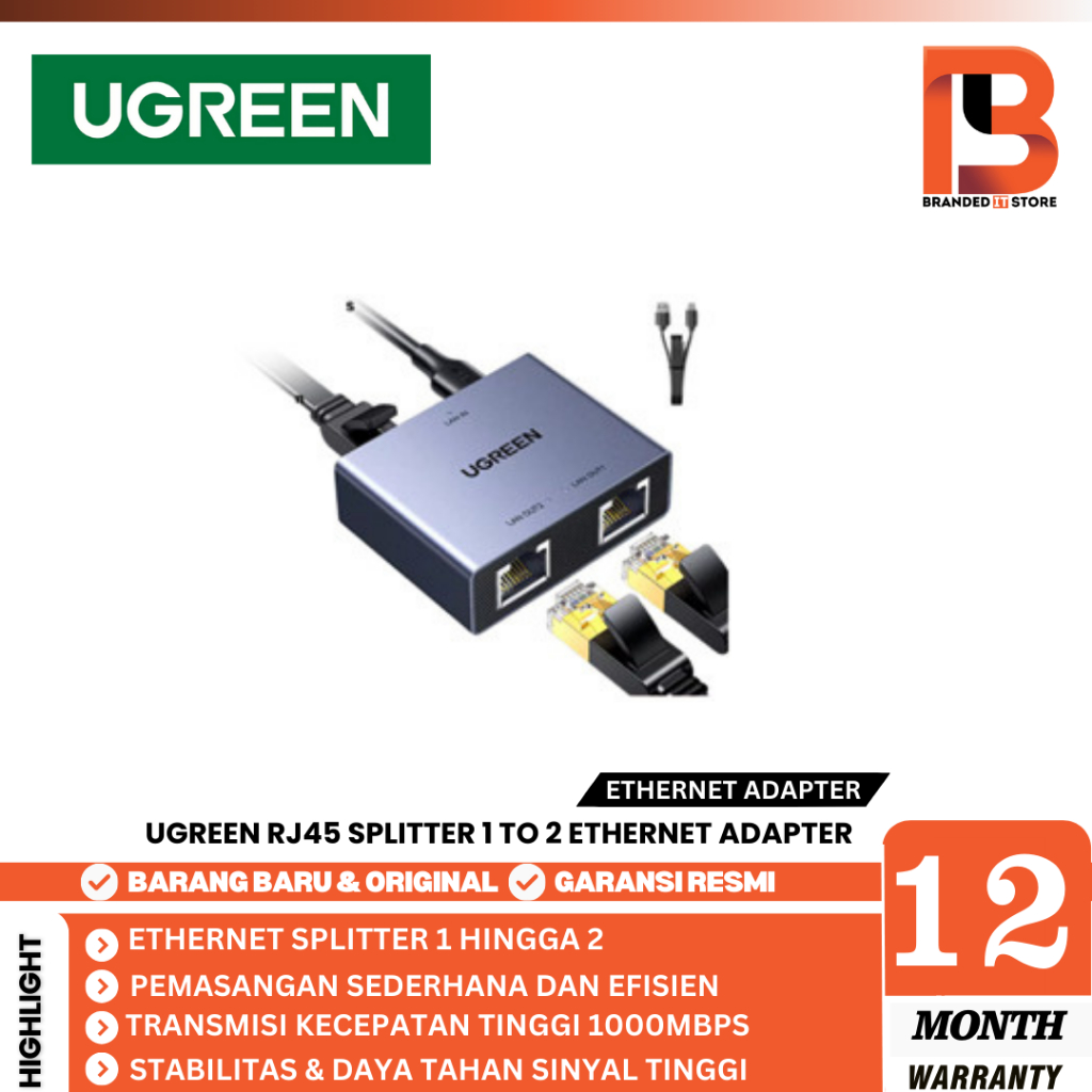 UGREEN RJ45 SPLITTER 1 A 2 Adaptador ETHERNET Red Alta Velocidad ...