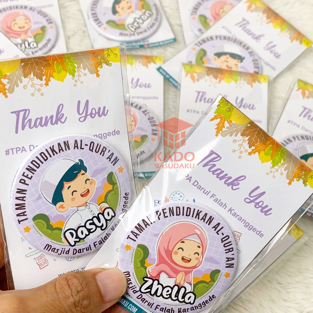 Tpa TPQ Nombre De Los Niños Pin Mezquita Recuerdo Personalizado 58 mm ...