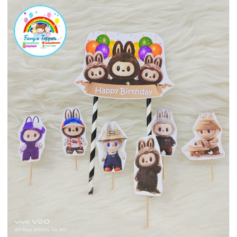 Labubu topper Feliz Cumpleaños Tarta De Dibujos Animados | Shopee México