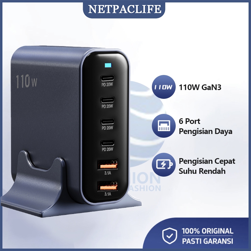 Netpaclife AE19 Estación De Carga Rápida De Escritorio Multipuerto 6 En ...