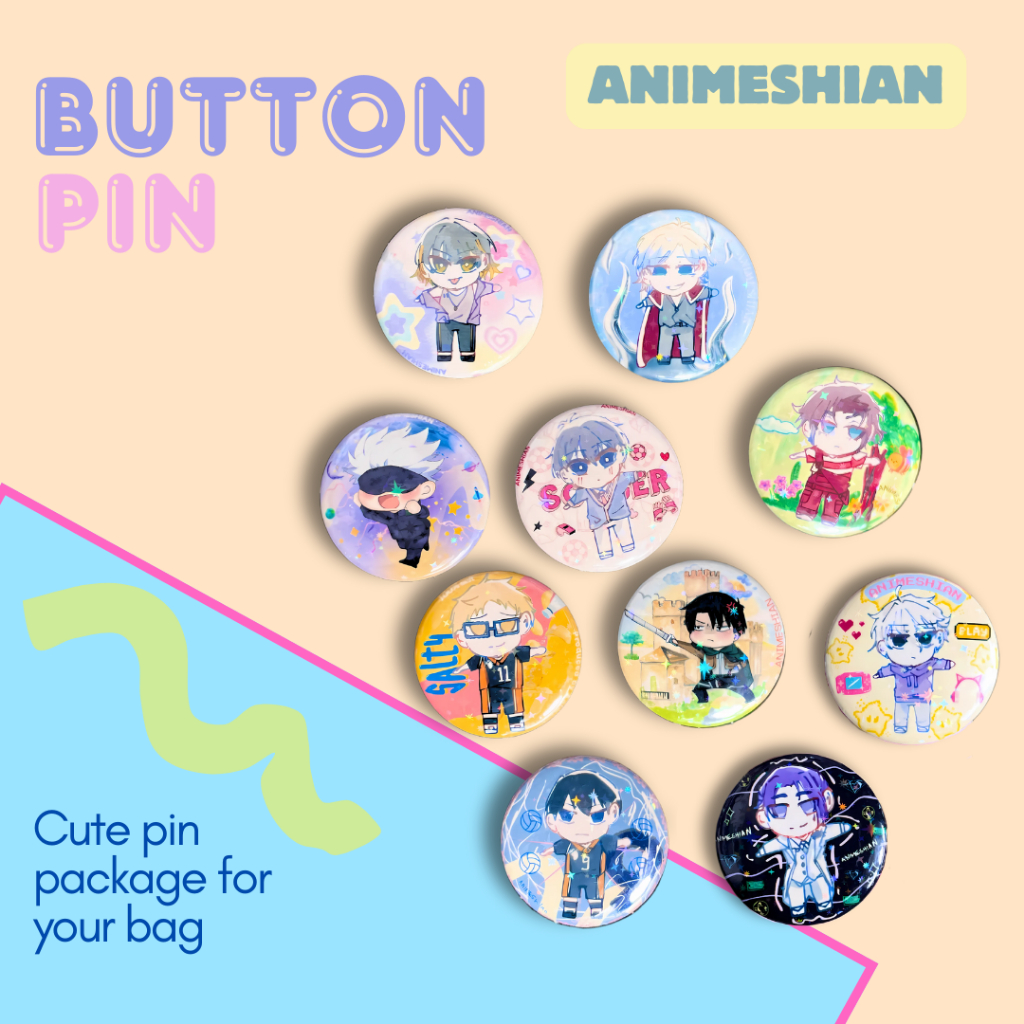 Animeshian Botón Pin Holograma Pack-Anime Azul lock Haikyuu Jujutsu ...