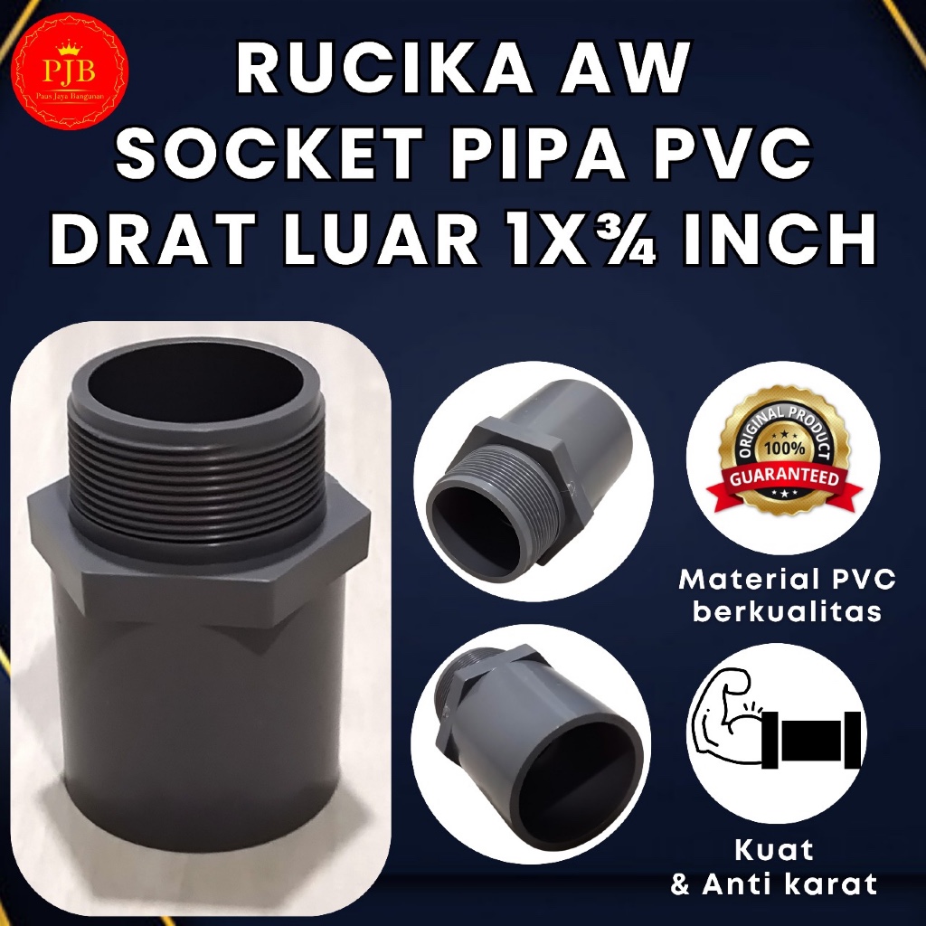 Válvula RUCIKA AW SOCKET PIPE Rosca Exterior De PVC 1 x 3/4 Pulgadas ...