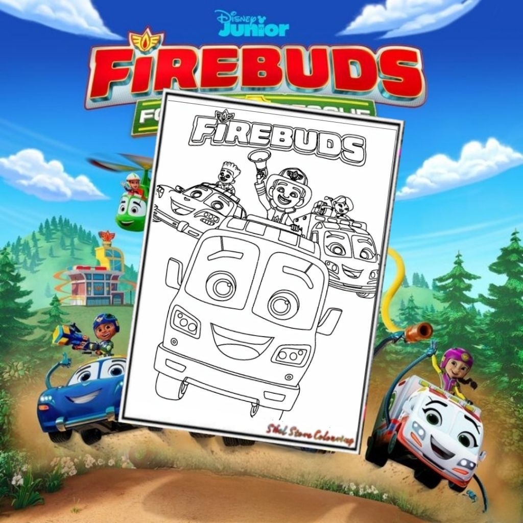 Firebuds V1 Theme Coloring Paper Contiene 11 Hojas/Kindergarten/PAUD ...