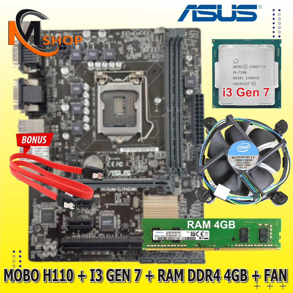Paquete De Placa Base Mobo H110 LGA 1151 + Procesador Intel Core i3 7100 Gen 7 + 4 Gb De RAM ...