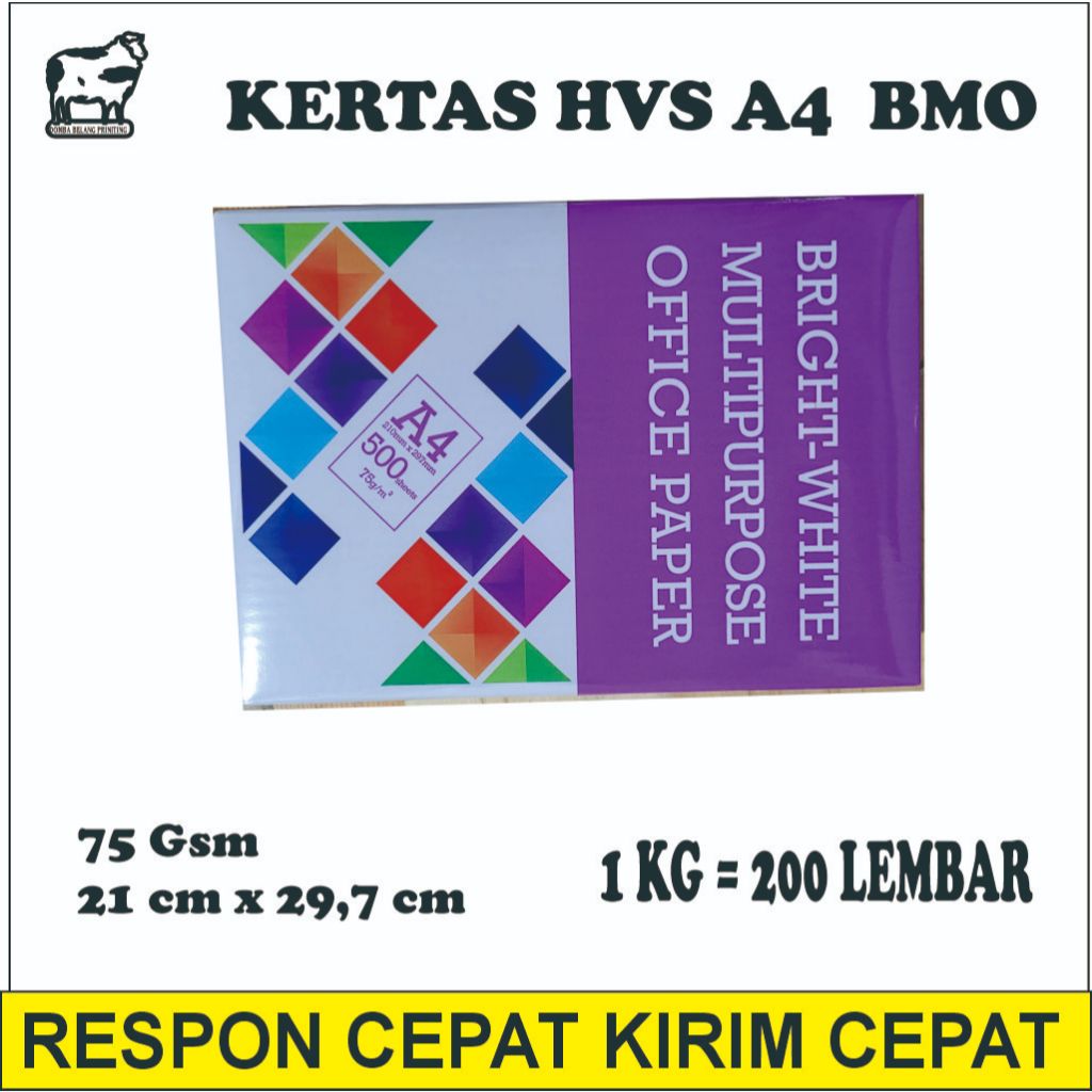 Papel Hvs A4 Bmo 80 Gsm 1 Kg (+/- 200 Hojas) | Shopee México