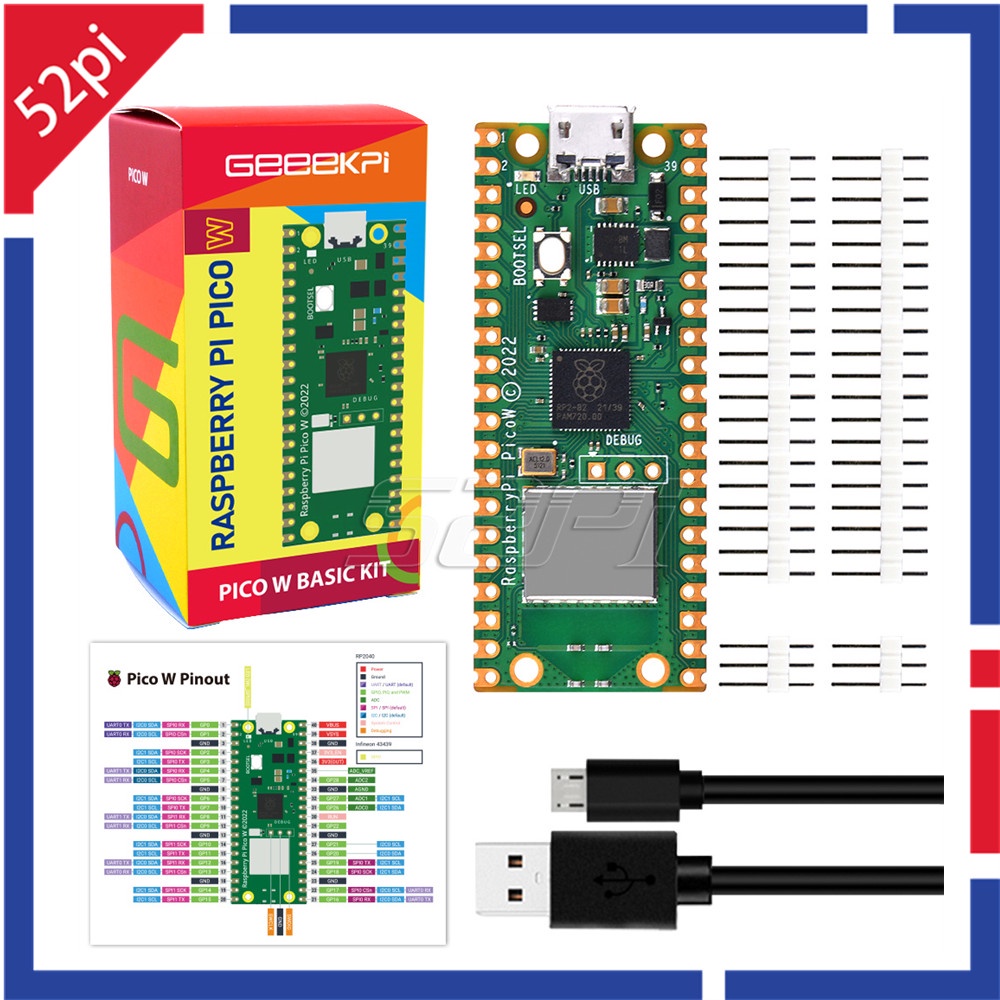 Nueva 52Pi Raspberry Pi Pico W Con Cabezal RPi Inalámbrico WiFi RP2040 ...