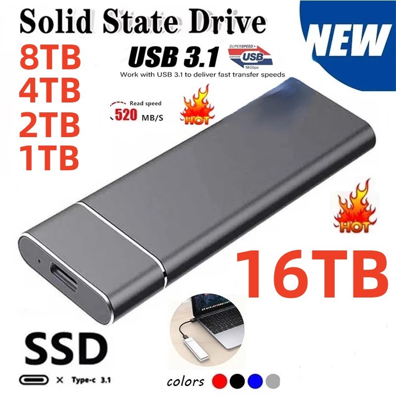 Disco Duro Externo De 500GB/1TB/2TB/4TB/8TB/16TB De Alta Velocidad SSD USB3.1 16TB Para Portátil ...