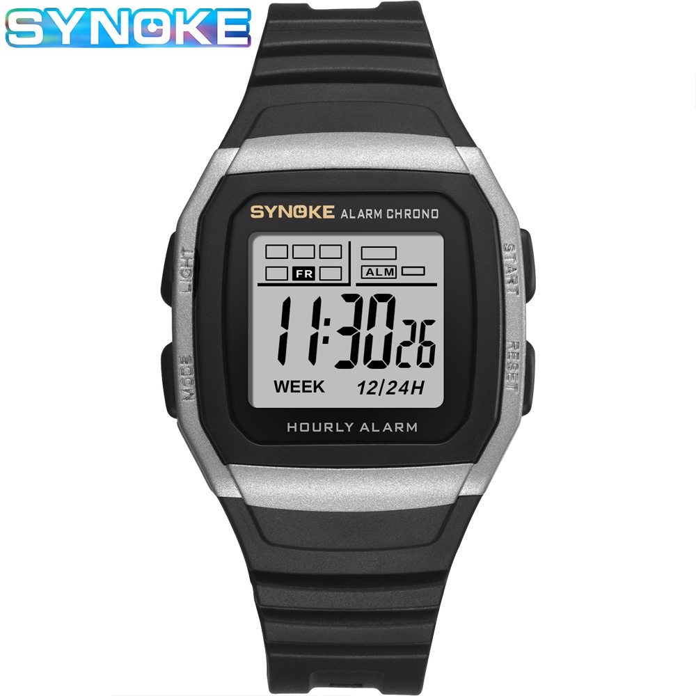 SYNOKE Relojes De Hombre Pantalla LED Temporizador 12/24 horas Relojes deportivos digitales ...
