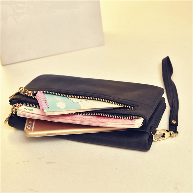 Carteras De cuero para mujer/billetera De doble cierre para mujer ...