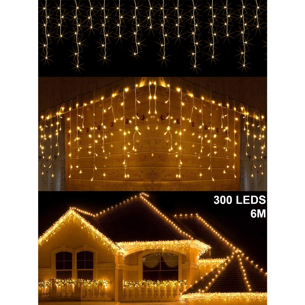 Cascada Navideña Serie De Navidad De Colores 6m 300 Led Luces ...