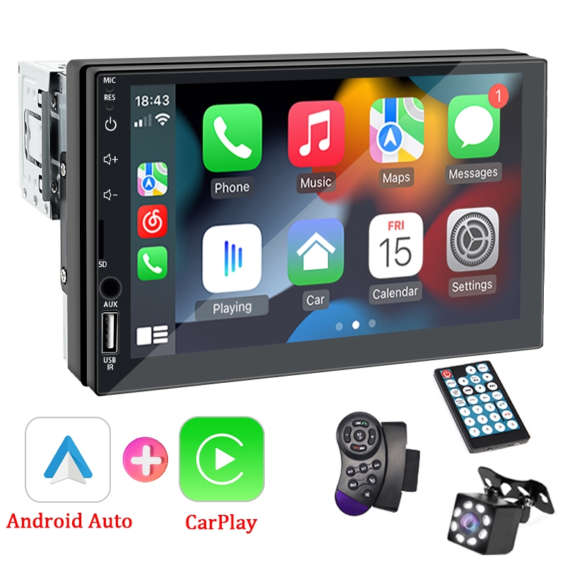Central multimedia carplay Android auto 1 Din 7 pulgadas mp5 Bluetooth USB / aaux / TF enlace ...