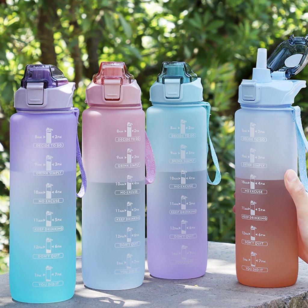 Botella de agua de gran capacidad 1000ml botella deportiva de moda a prueba de fugas botella de ...