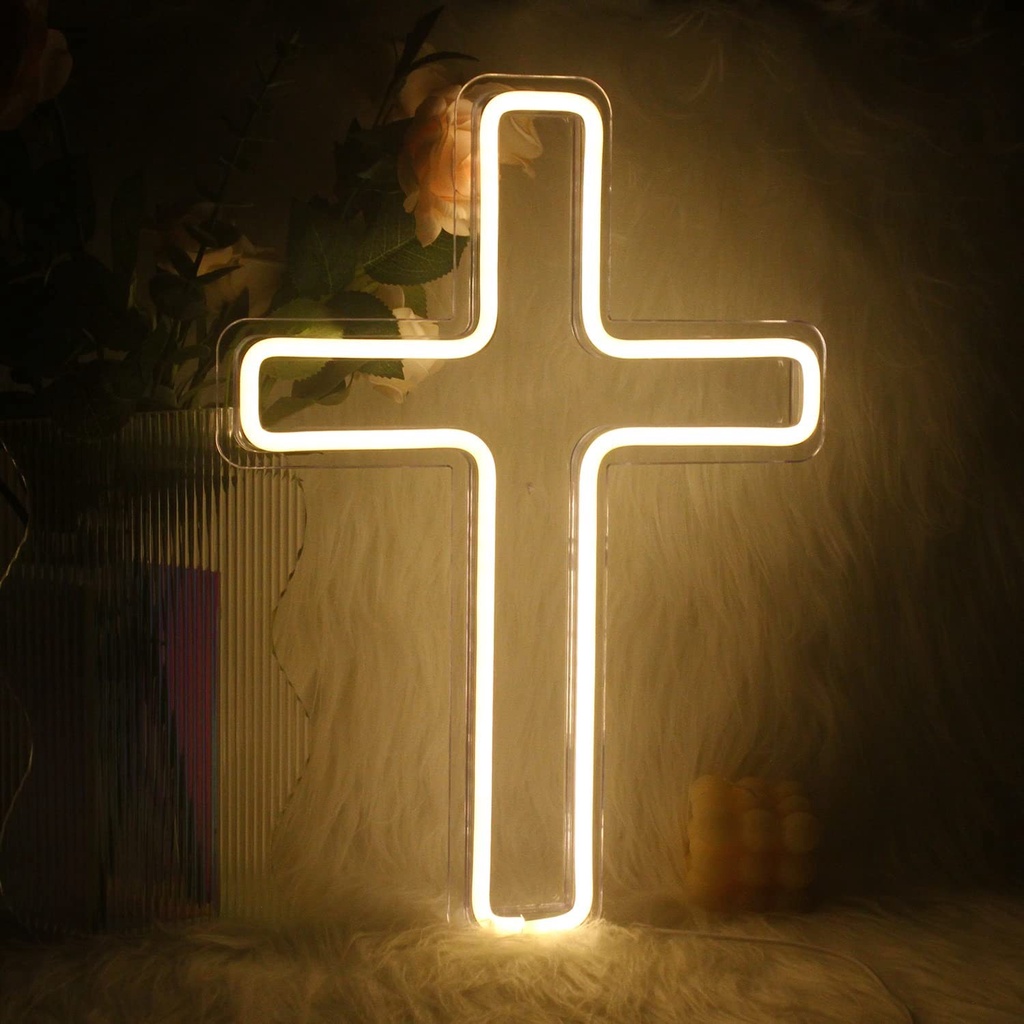 Jesús Cruz Signos De Neón Blanco Cálido Led Luces De Pared Lámpara De ...