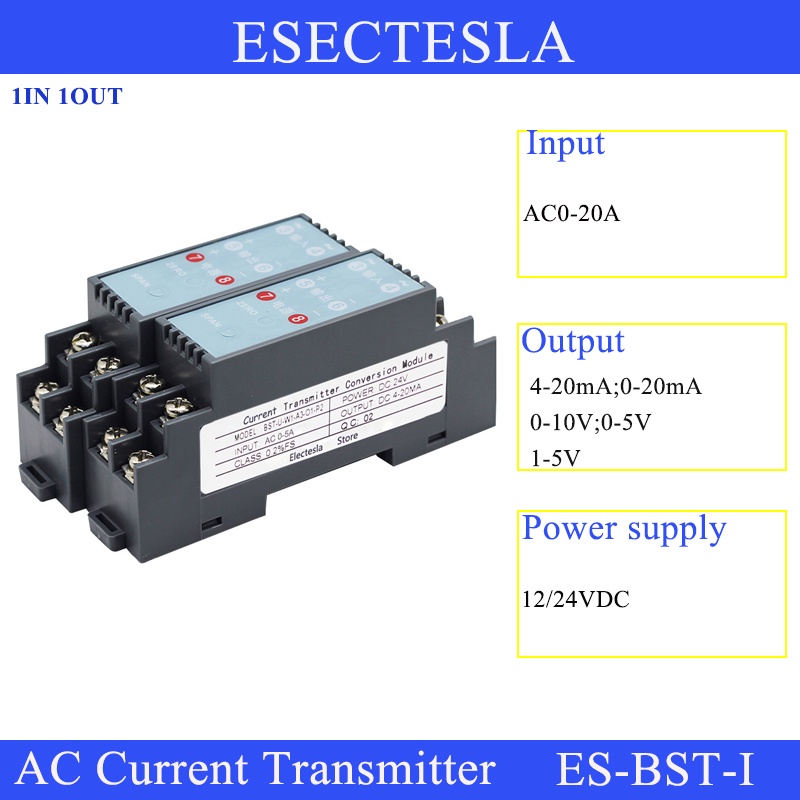 ES-BST-I Sensor De Corriente AC 0-20A Monitor De 4-20mA 10V Transmisor De Monitoreo De Señal De ...