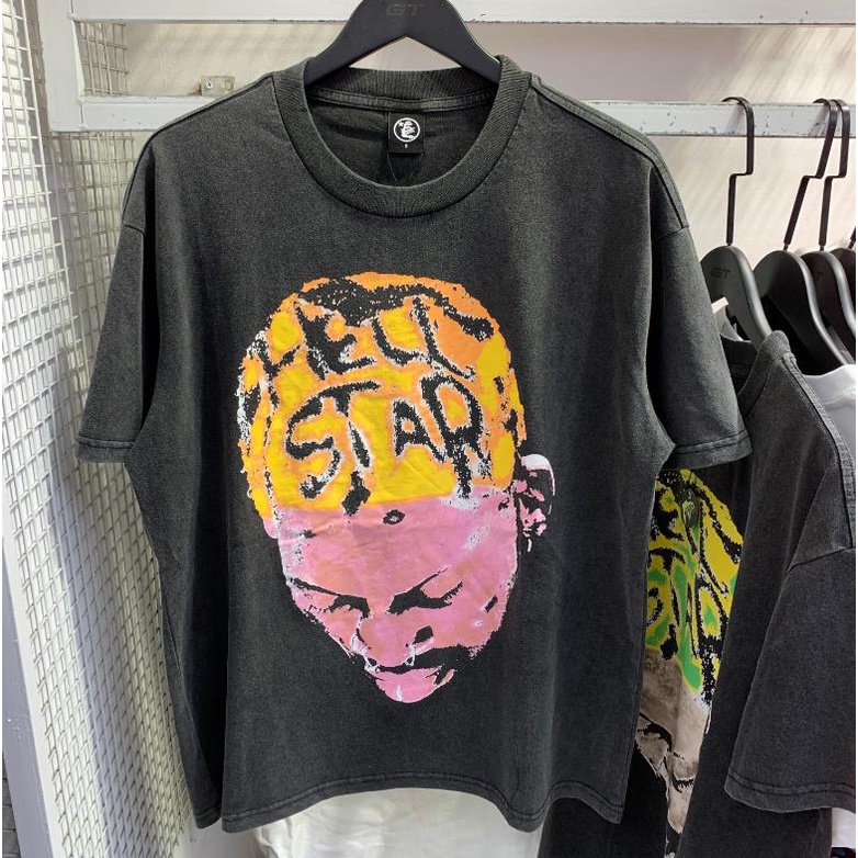Hot Hellstar Rodman Tee Algodón Puro Lavado Retro Cuello Redondo ...