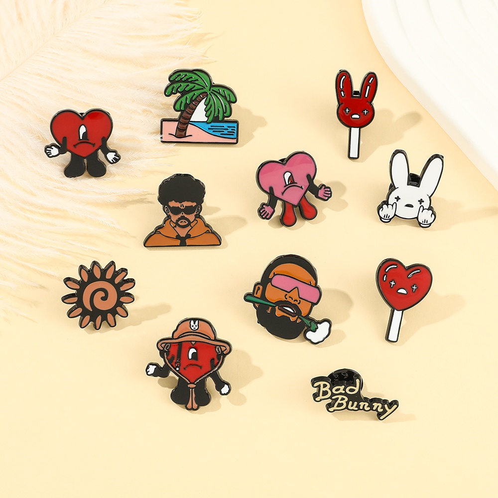 Broche De Dibujos Animados Divertido Conejito Malo Corazón Rojo Rapero ...