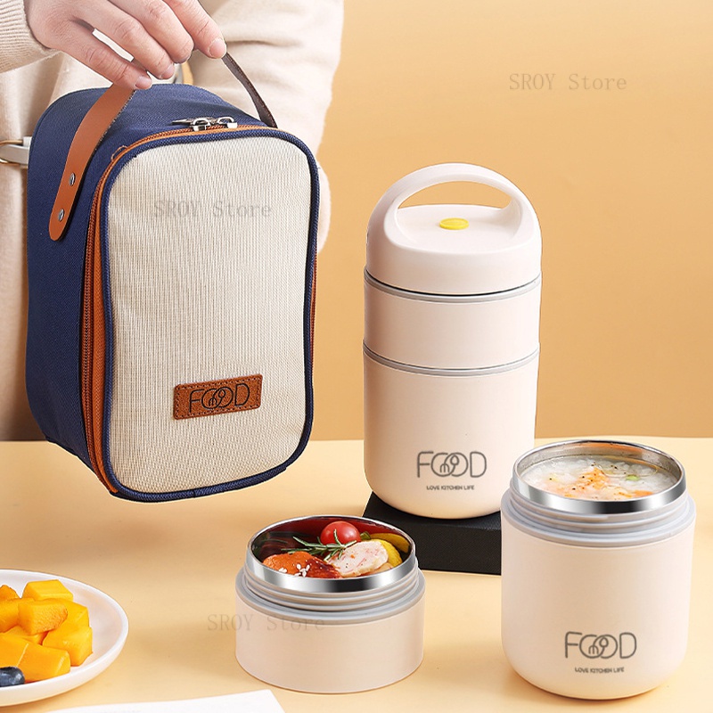 Thermos Caja De Almuerzo Térmica De Acero Inoxidable Aislado Bolsa ...