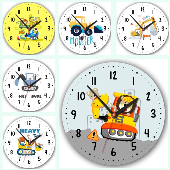 Reloj De Pared Personaje Excavadora Vehículo Equipo Pesado Proyecto ...