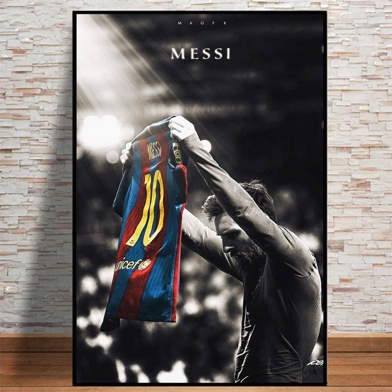 Póster Retro De Estrella Lionel Messi Para Fútbol/Jugador De Lienzo ...