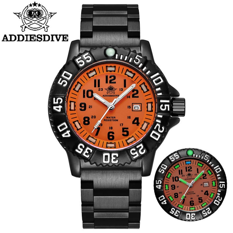 Addiesdive Reloj Militar Para Los Hombres De Acero Inoxidable 316L Tubo ...