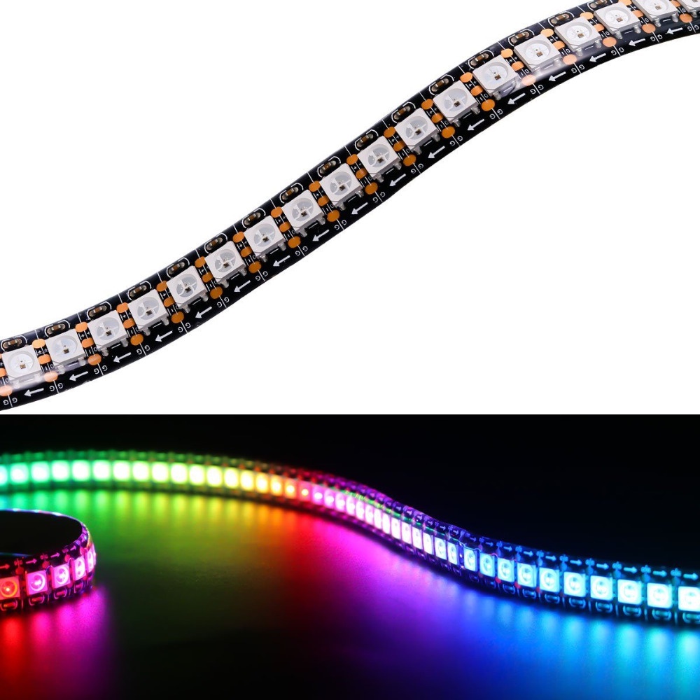 WS2812B Tira De Luz led 1-2m 144 Píxeles/m Inteligente 5050 RGB , PCB Negro/Blanco , WS2812 IC ...