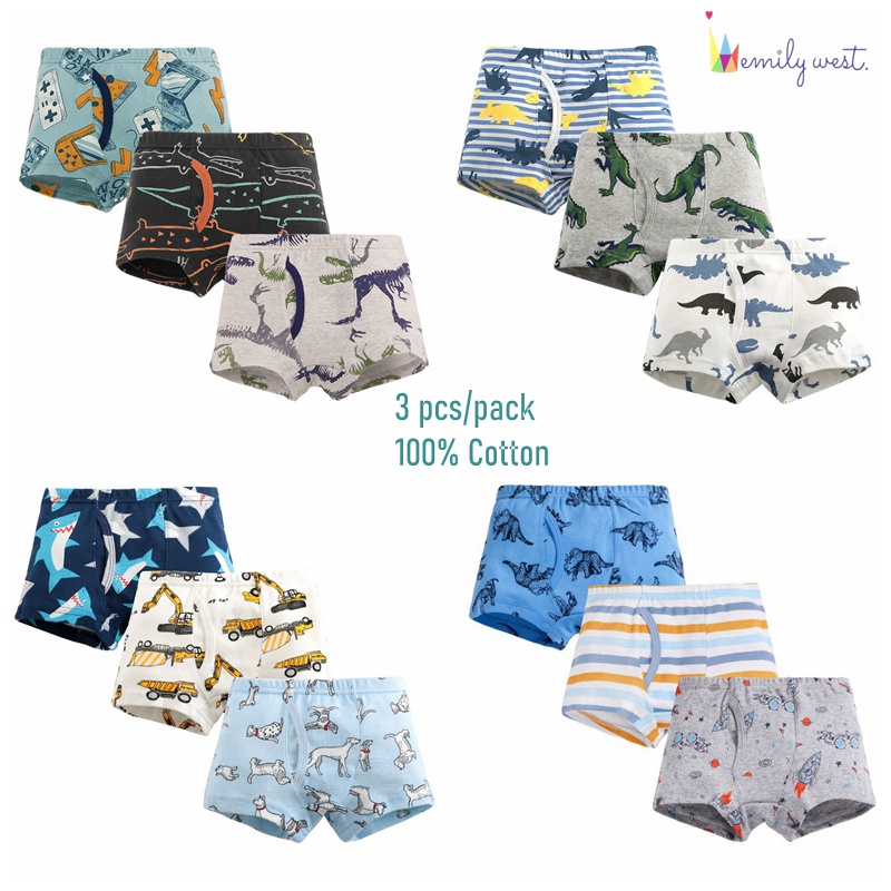 3 Piezas Por Paquete Ropa Interior De Algodón Para Niños Con Diseño De ...