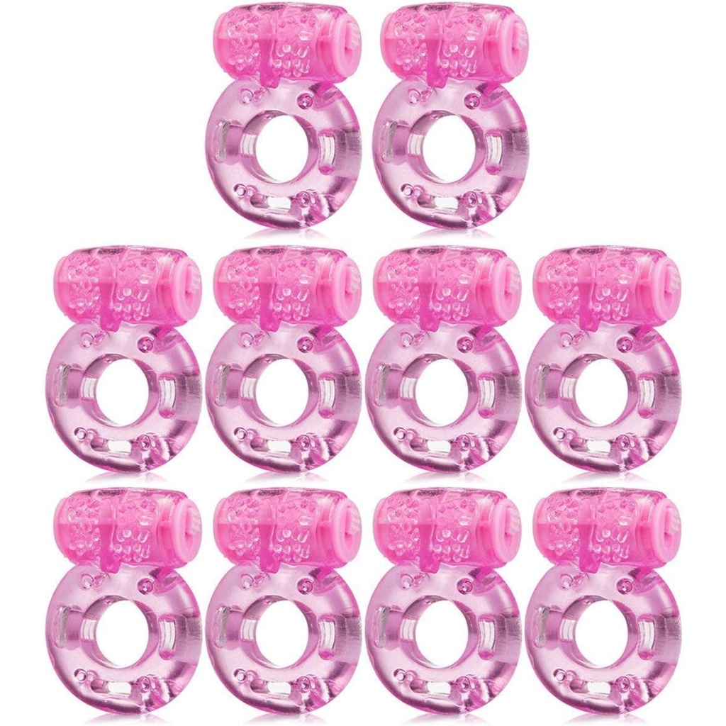 10 Pzs Anillo De Polla Vibrador Para Pene Con Estimulador De Clítoris (Paquete De 10 , Rosa ...