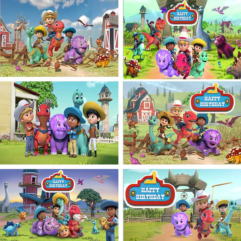 Dino Ranch Fondo De Cumpleaños Fotografía Baby Shower Niños Dinosaurios ...