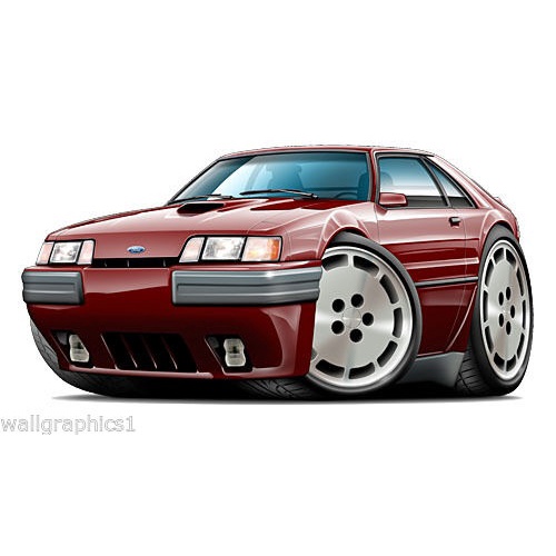 Ford Mustang SVO Dibujos Animados Pared Del Coche Gráfico Hombre Dio ...