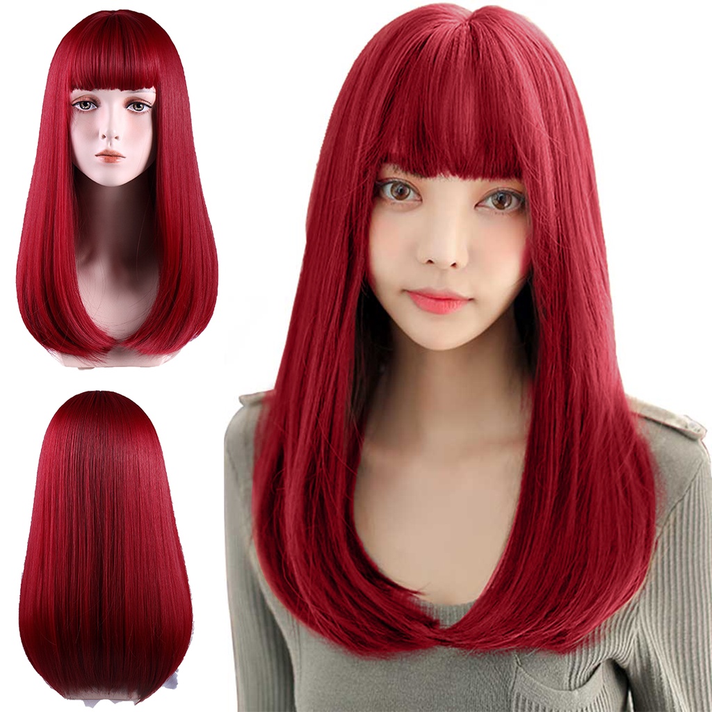Pelucas Lacia Liso Cosplay Fibra Natural Con Flequillo | Shopee México