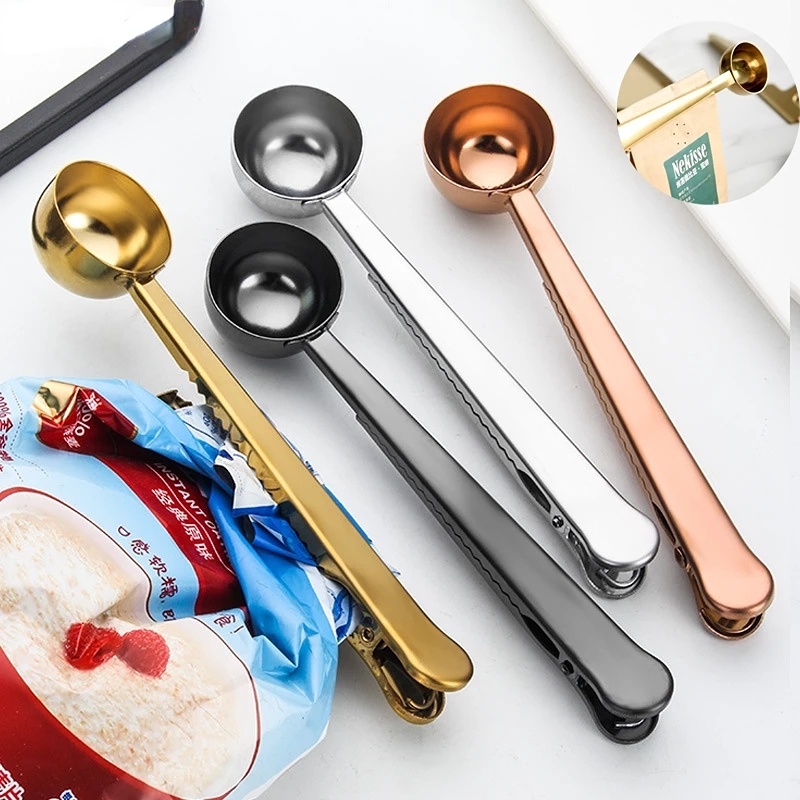 Cuchara De Café 2 En 1 Con Mango Largo Y Clip Multifuncional De Acero ...