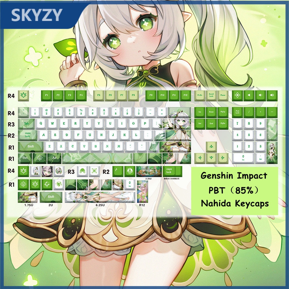 Genshin Impact Nahida Keycaps Cherry Profile Lesser Lord Kusanali Anime ...