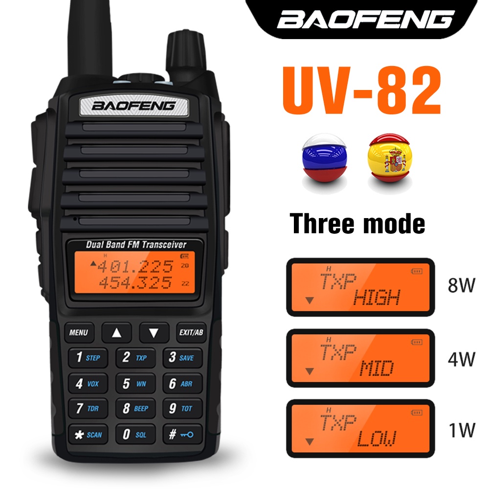 UV-82 8W Walkie Talkie Alta Potencia Baofeng Radio UV82 Dual PTT De Dos Direcciones UHF VHF 136 ...