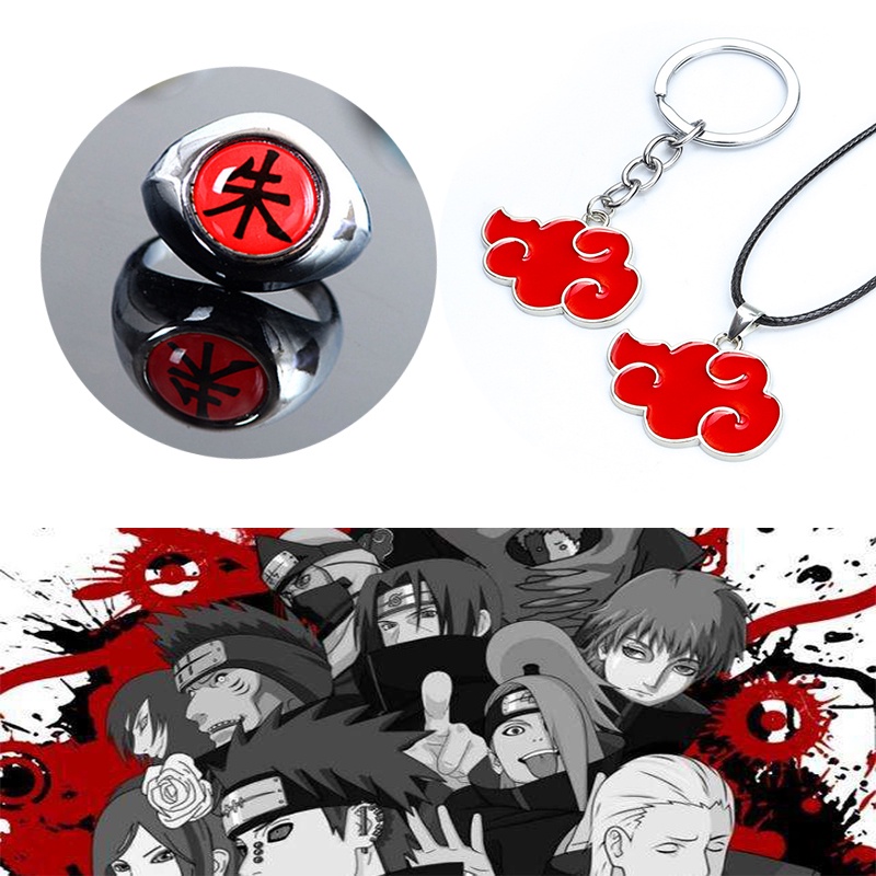 3 Pcs Anime Naruto Uchiha Itachi Anillo + Akatsuki Insignia Collar ...