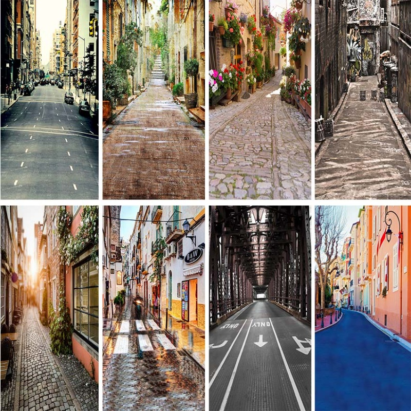 Ciudad Rural Edificio De La Calle Fotografía De Fondo De Vinilo De ...