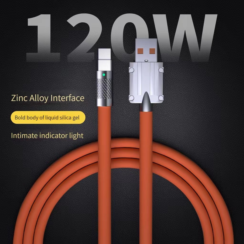 120W 6A Carga Súper Rápida Tipo C Cable De Silicona Líquida Usb De Micro | Shopee México